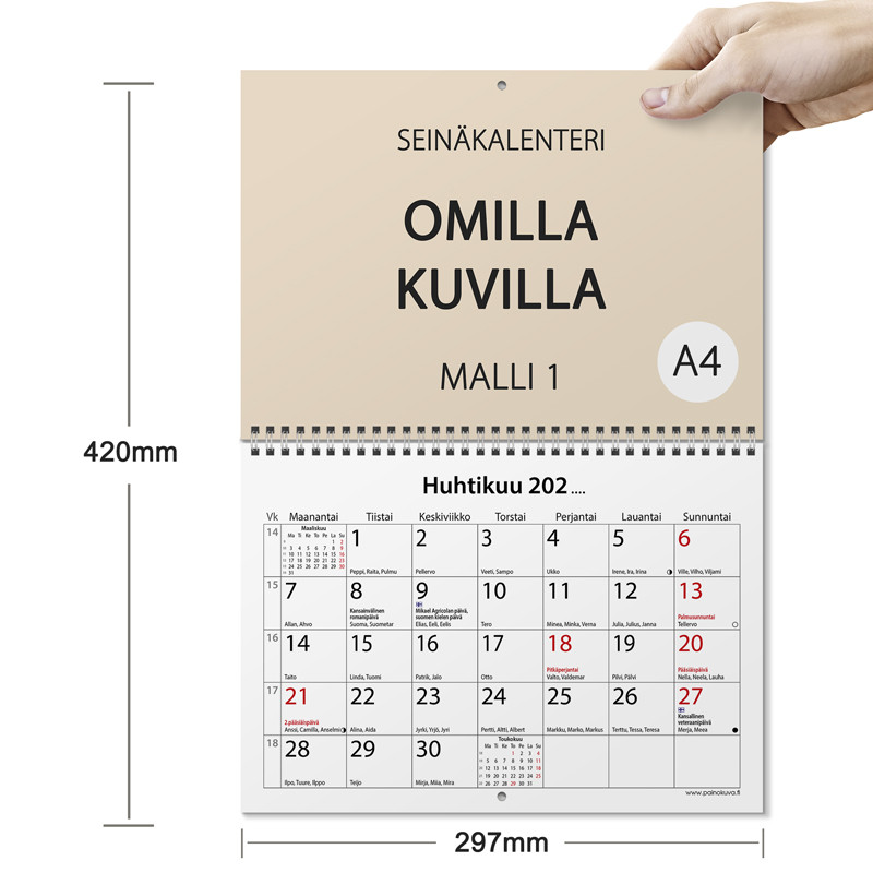 Tilaa seinäkalenteri omilla kuvilla