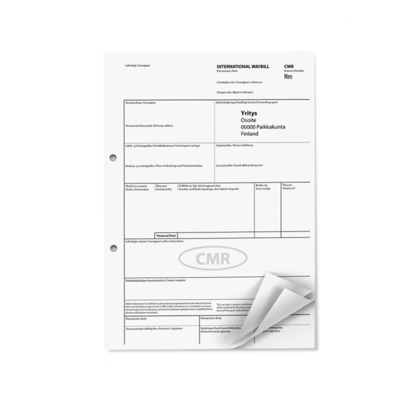Kansainvälinen rahtikirja (CMR) 100 kpl