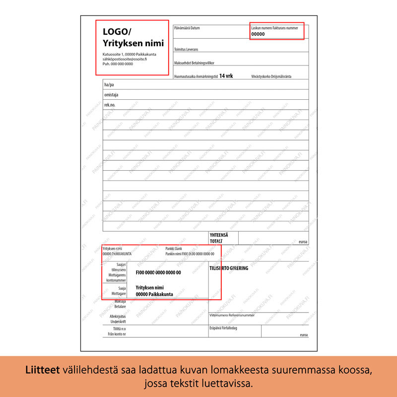 Tilaa laskulomake kätevästi verkkokaupasta